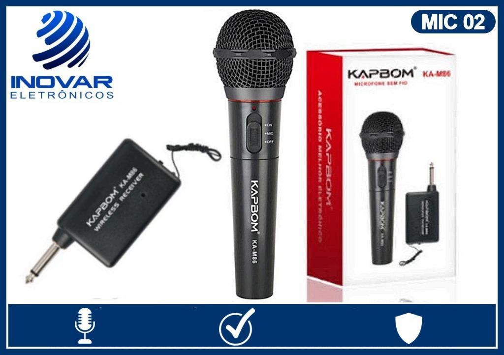 MIC 02 MICROFONE SEM FIO KA-M86 LE-996W BM-242 | inovar