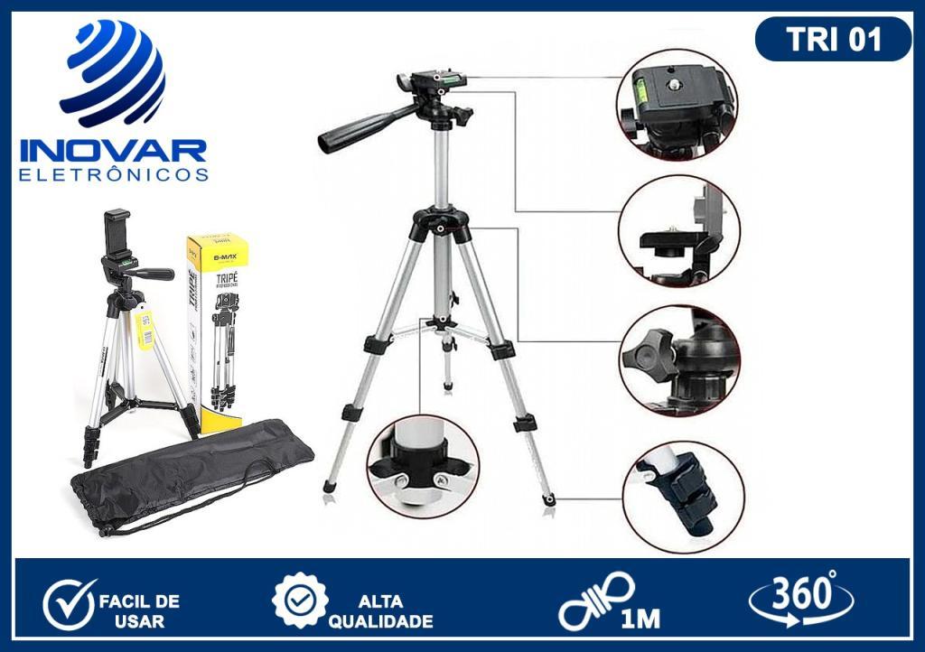 TRI 01 TRIPÉ PROFISSIONAL UNIVERSAL PARA CAMERAS E CELULARES 1 METRO ...