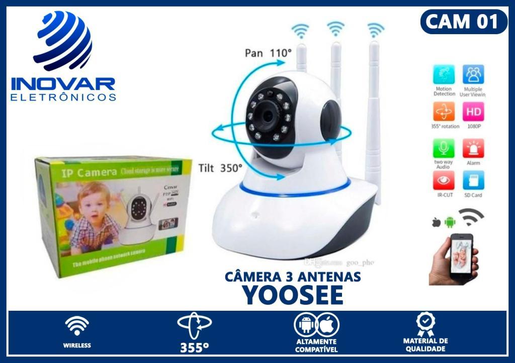 CAM 01 CAMERA IP 360° WIFI 3 ANTENAS | inovar